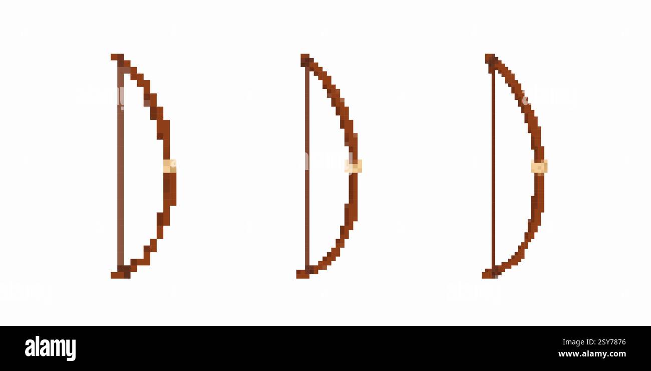 Pixel art style bow variations in simple brown design featuring minimal ...