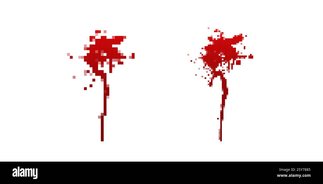 Pixel blood splatter with dripping effect Stock Vector Image & Art - Alamy