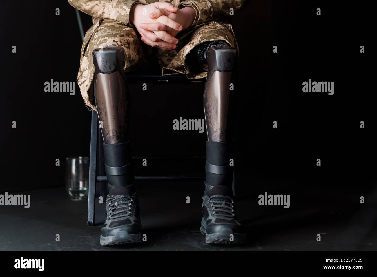 A Soldier in Military Camouflage with Advanced Bionic Leg Prosthesis ...