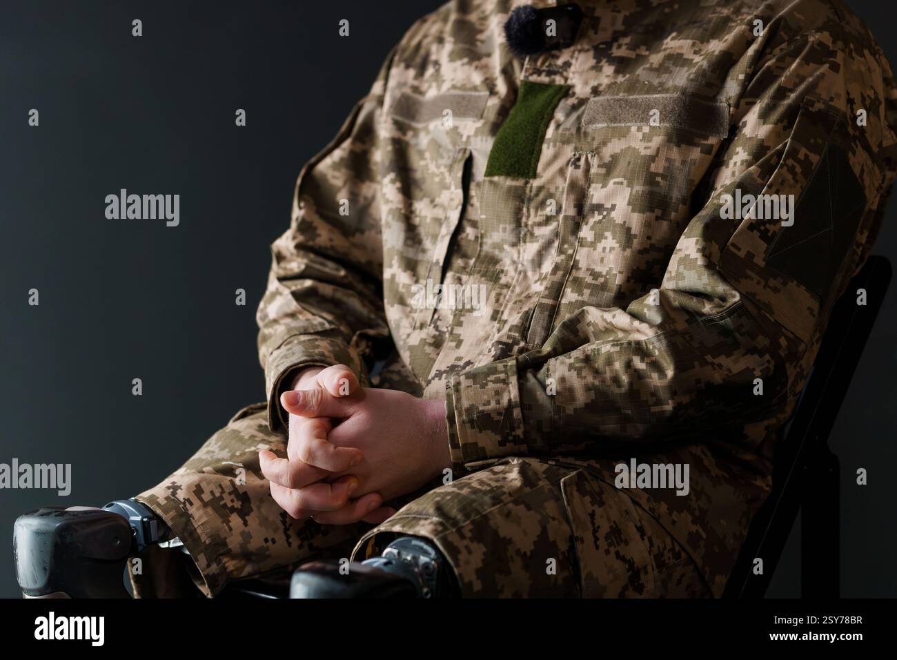 A Soldier in Military Uniform with Advanced Bionic Leg Prosthesis ...