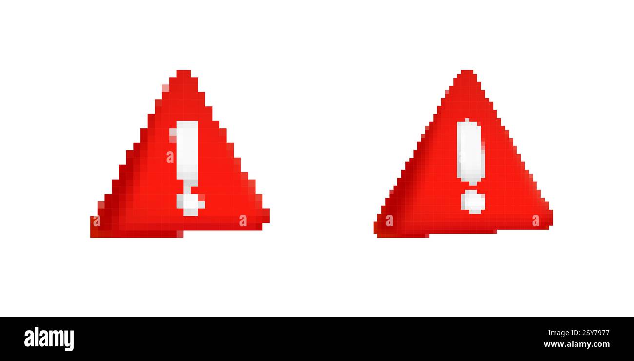 Red warning signs with exclamation marks displaying caution symbols ...