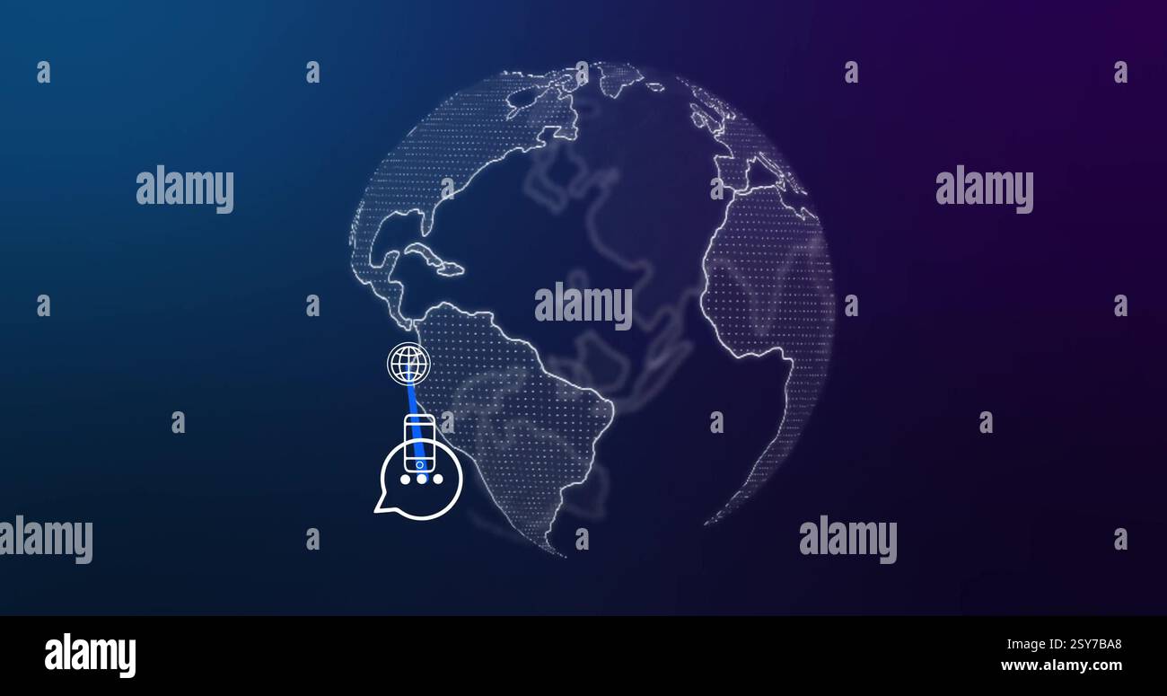 Image of media icons over spinning globe Stock Photo - Alamy