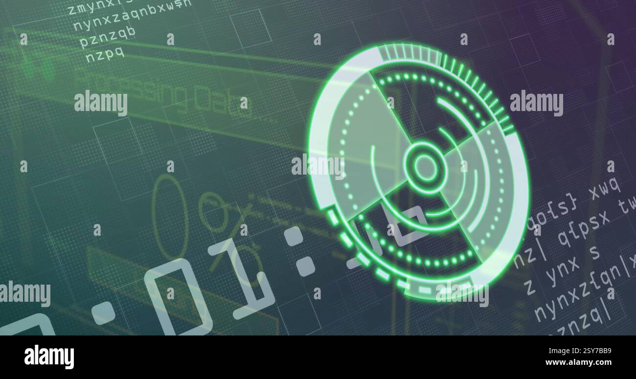 Futuristic digital interface with rotating radar image over data and numbers Stock Photo - Alamy