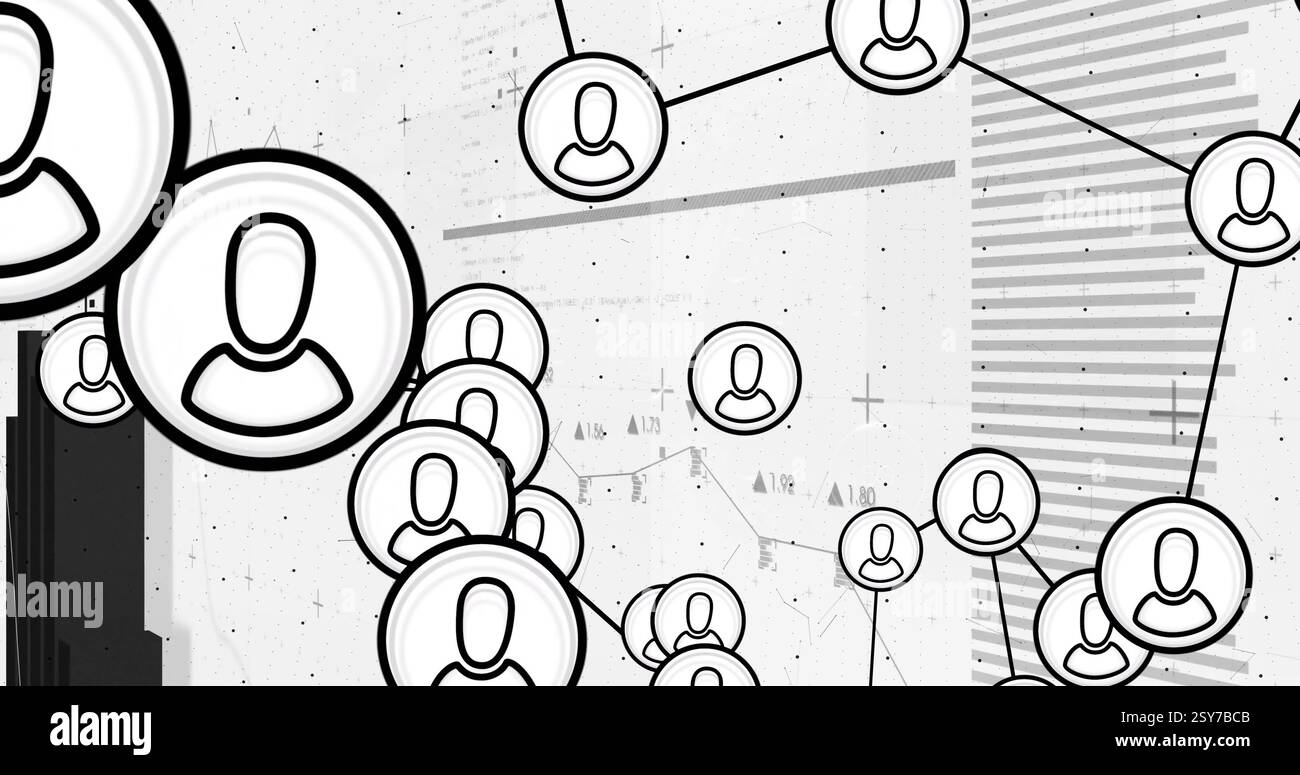 Network Of Connected User Icons And Data Processing Image Over Graphs