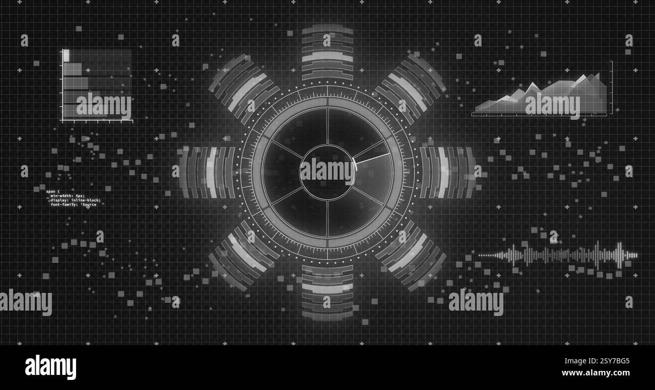 Image of data processing and diagrams over scope scanning Stock Photo - Alamy