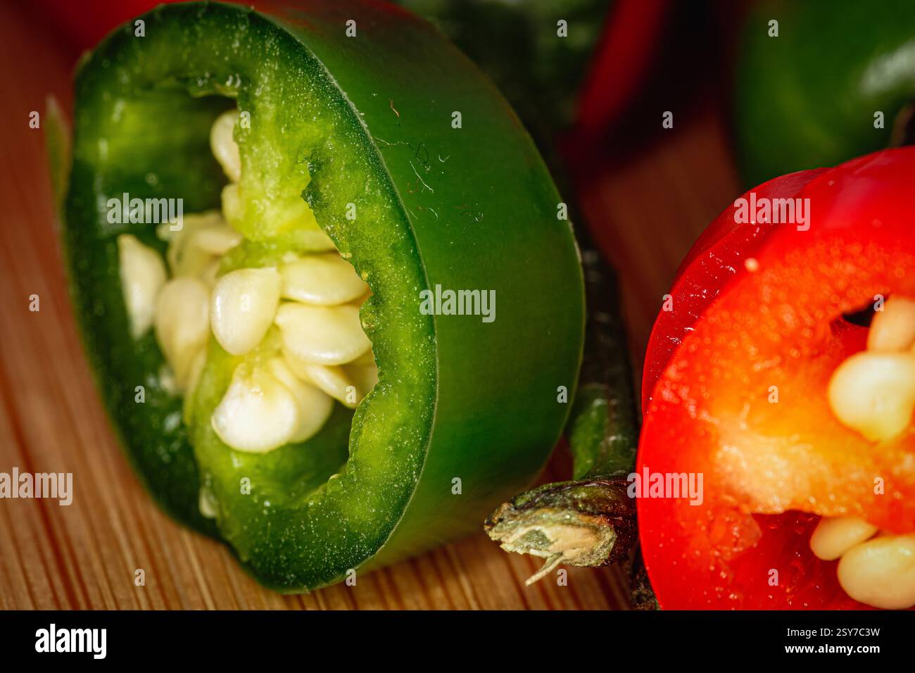 Chillies, isolate, wooden board and chopped Stock Photo - Alamy