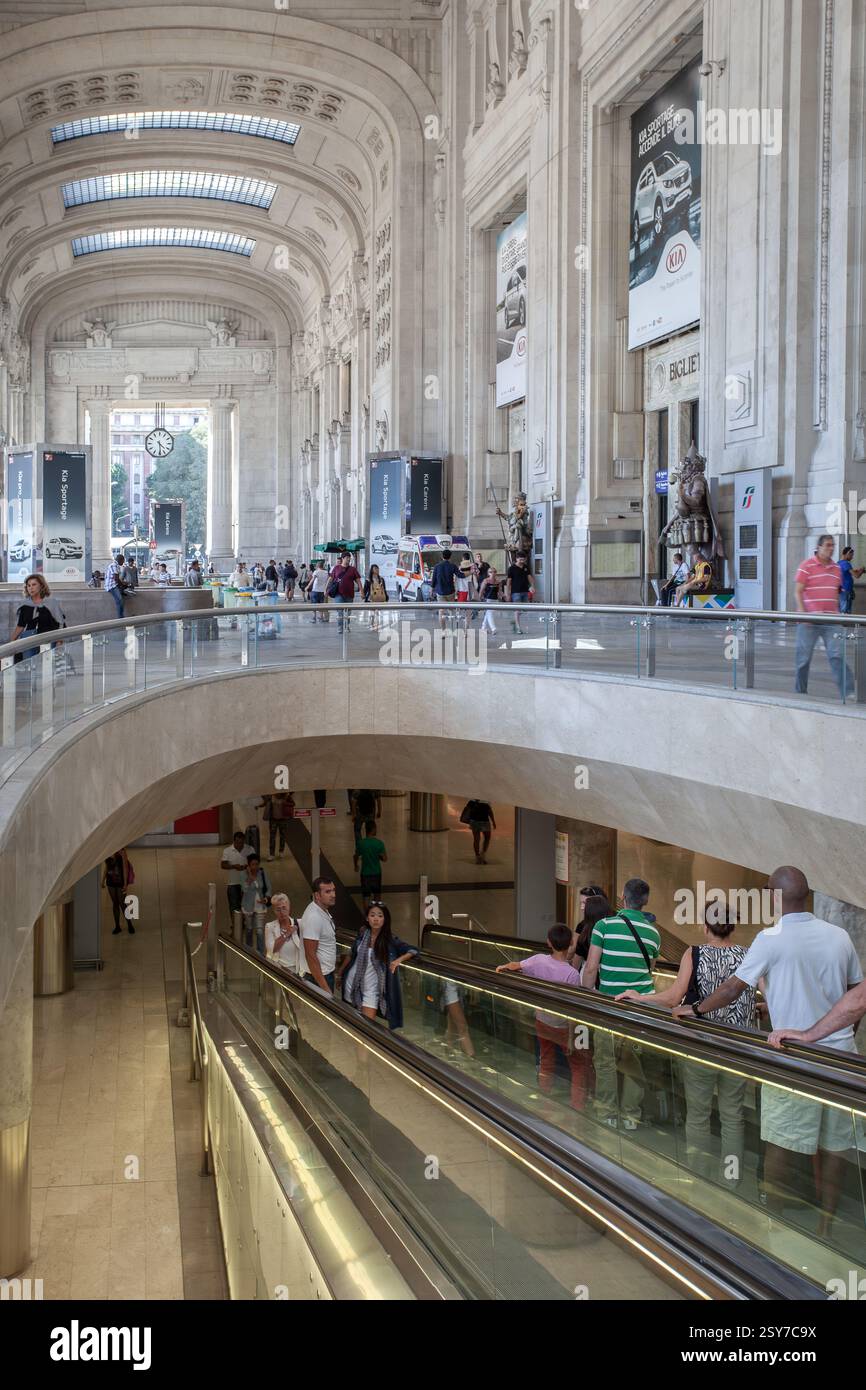 Milan, Italy - August 26, 2013: Atrium of the Milano Centrale Station ...