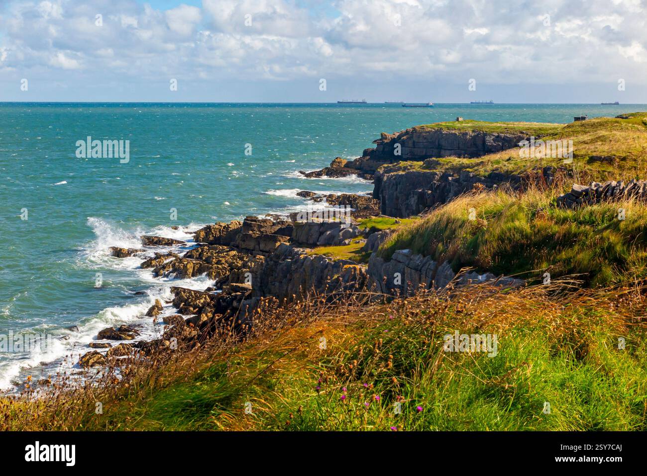 The beach near Moelfre on the north east coast of Anglesey North Wales ...