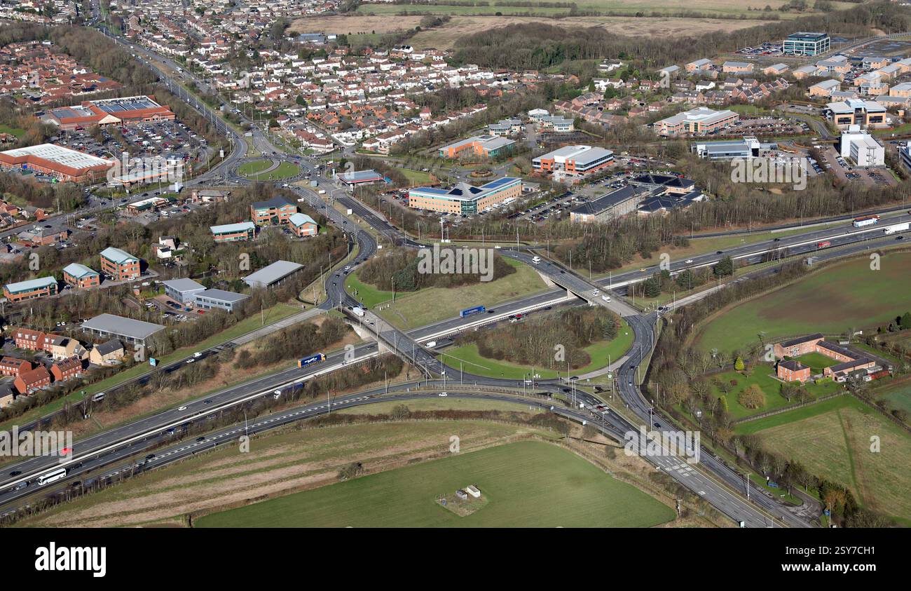Aerial view of Thorpe Park and Colton, Leeds view from junction 46 of ...