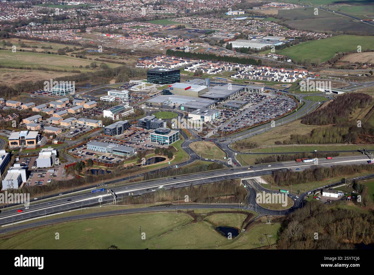 aerial view of Thorpe Park Business park (and further back is The ...