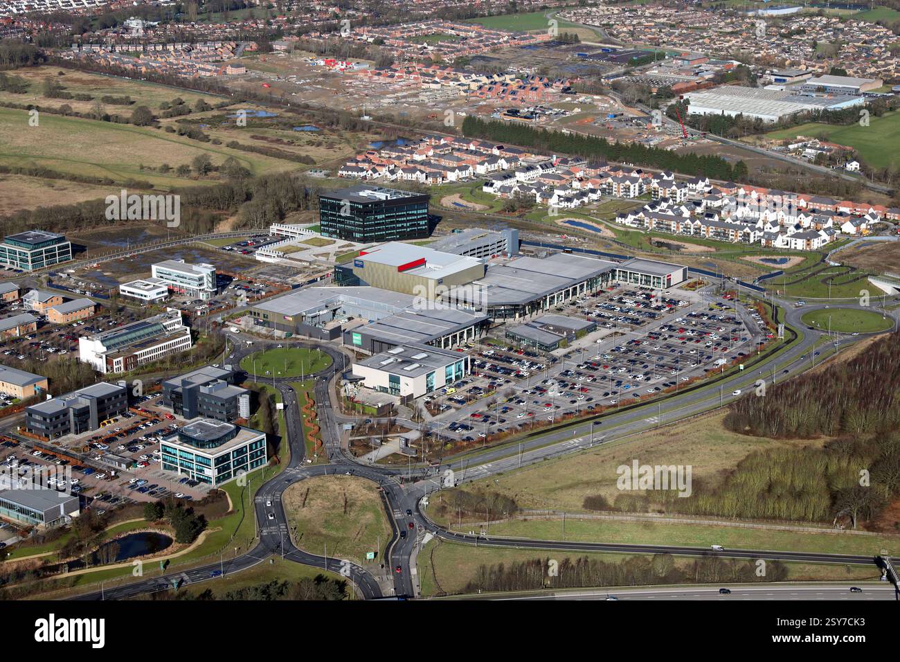 aerial view of The Springs Shopping Centre, Thorpe Park, Leeds, West ...