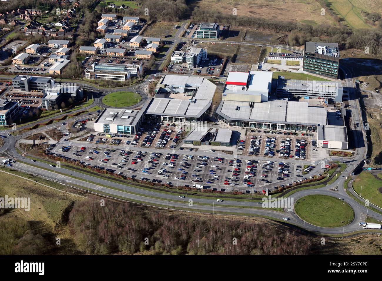 aerial view of The Springs Shopping Centre, Thorpe Park, Leeds, West ...