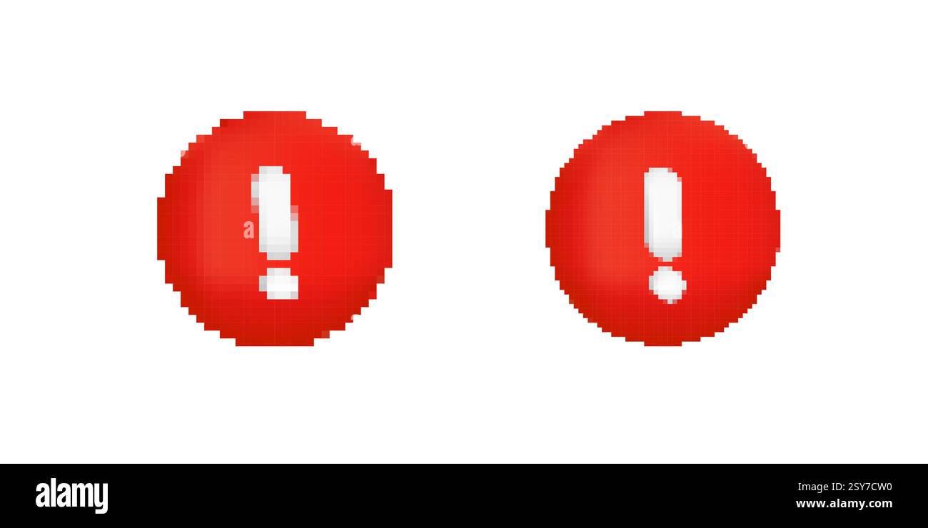Red exclamation marks inside circular shapes indicate alerts or ...