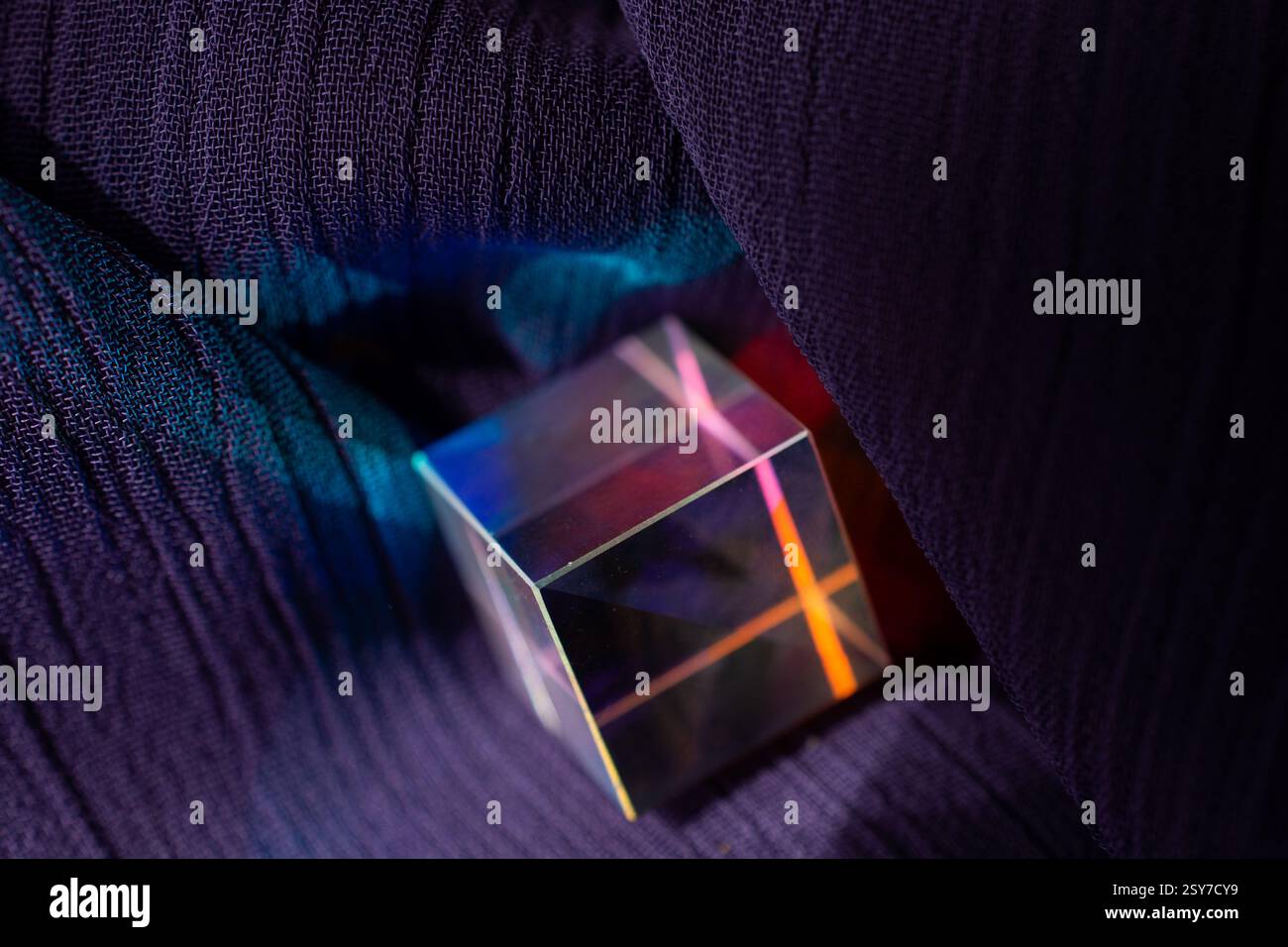 Luminous prism cubes refract light in different colors Stock Photo - Alamy
