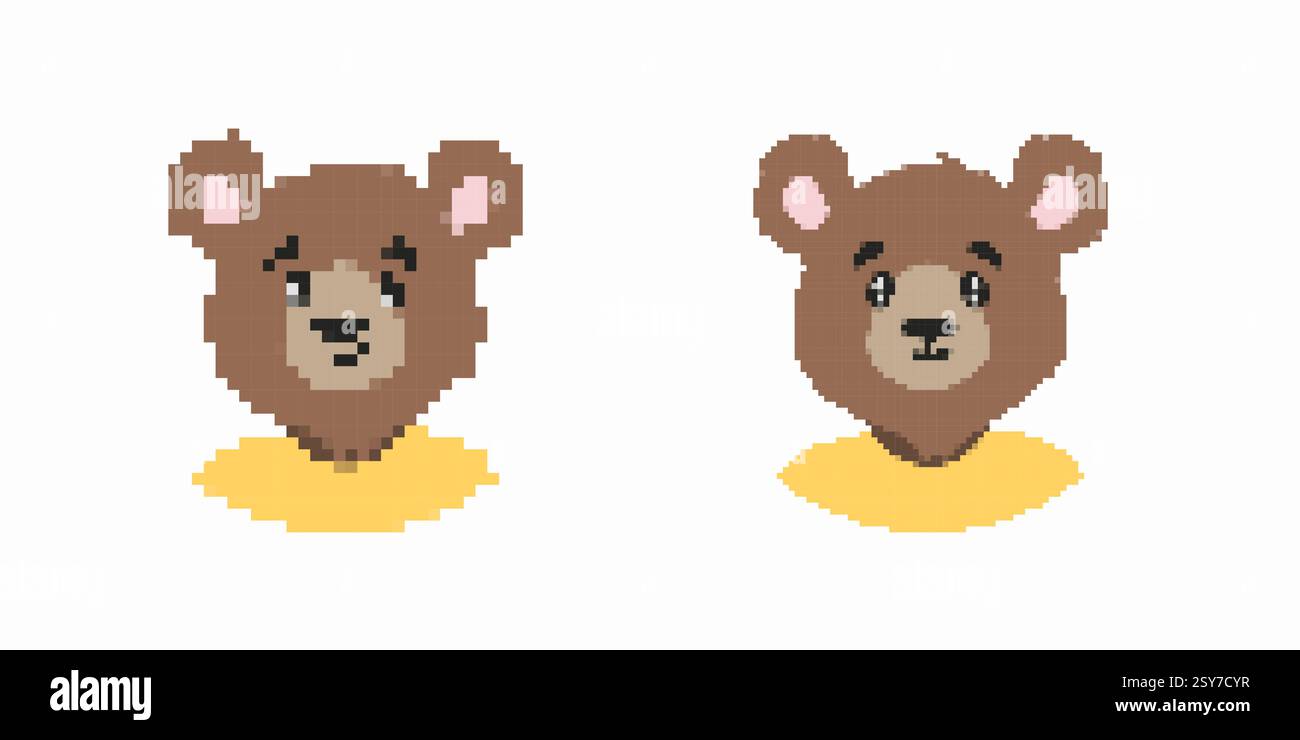 Pixel art bears displaying cute expressions Stock Vector Image & Art ...