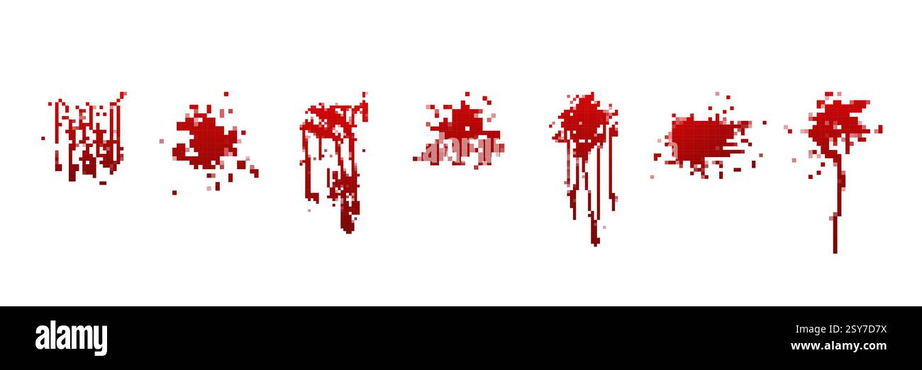 Red paint splatter marks with drips in varying heights and shapes on ...