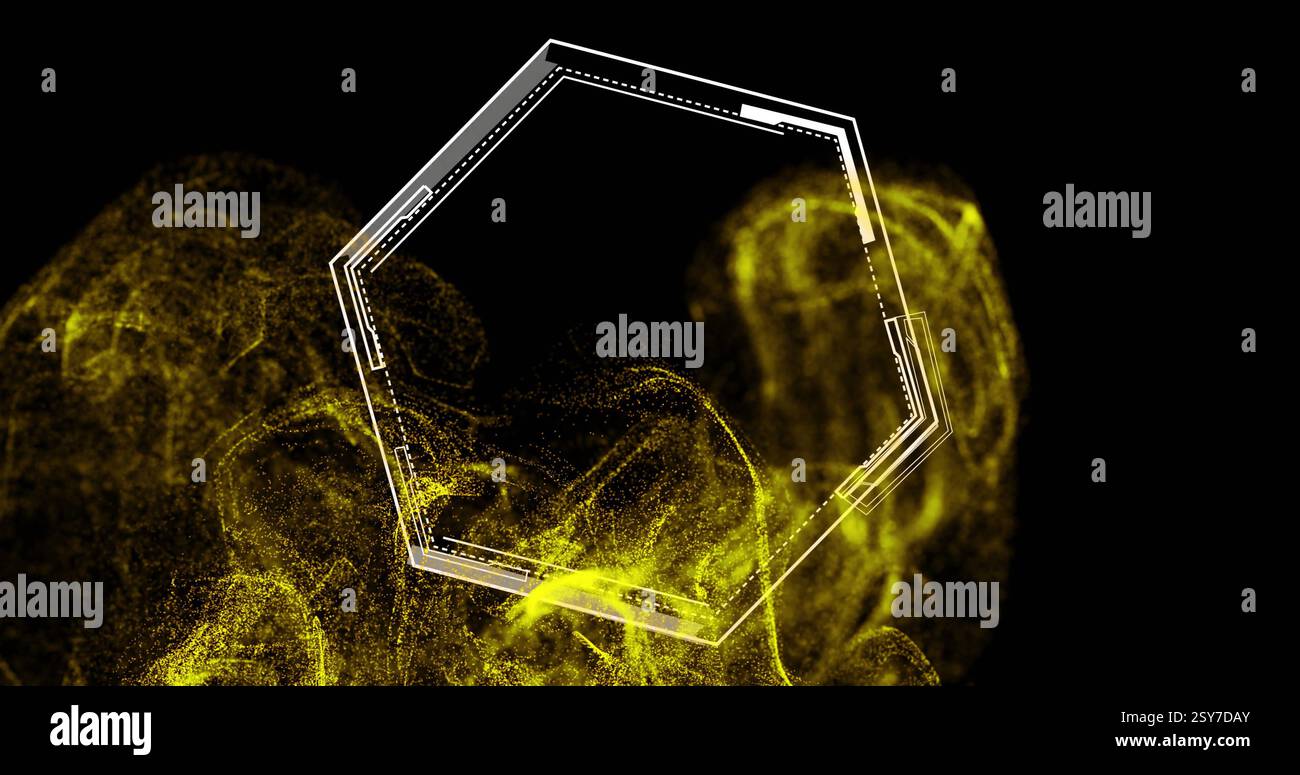 Image of hexagon and yellow shapes on black background Stock Photo - Alamy