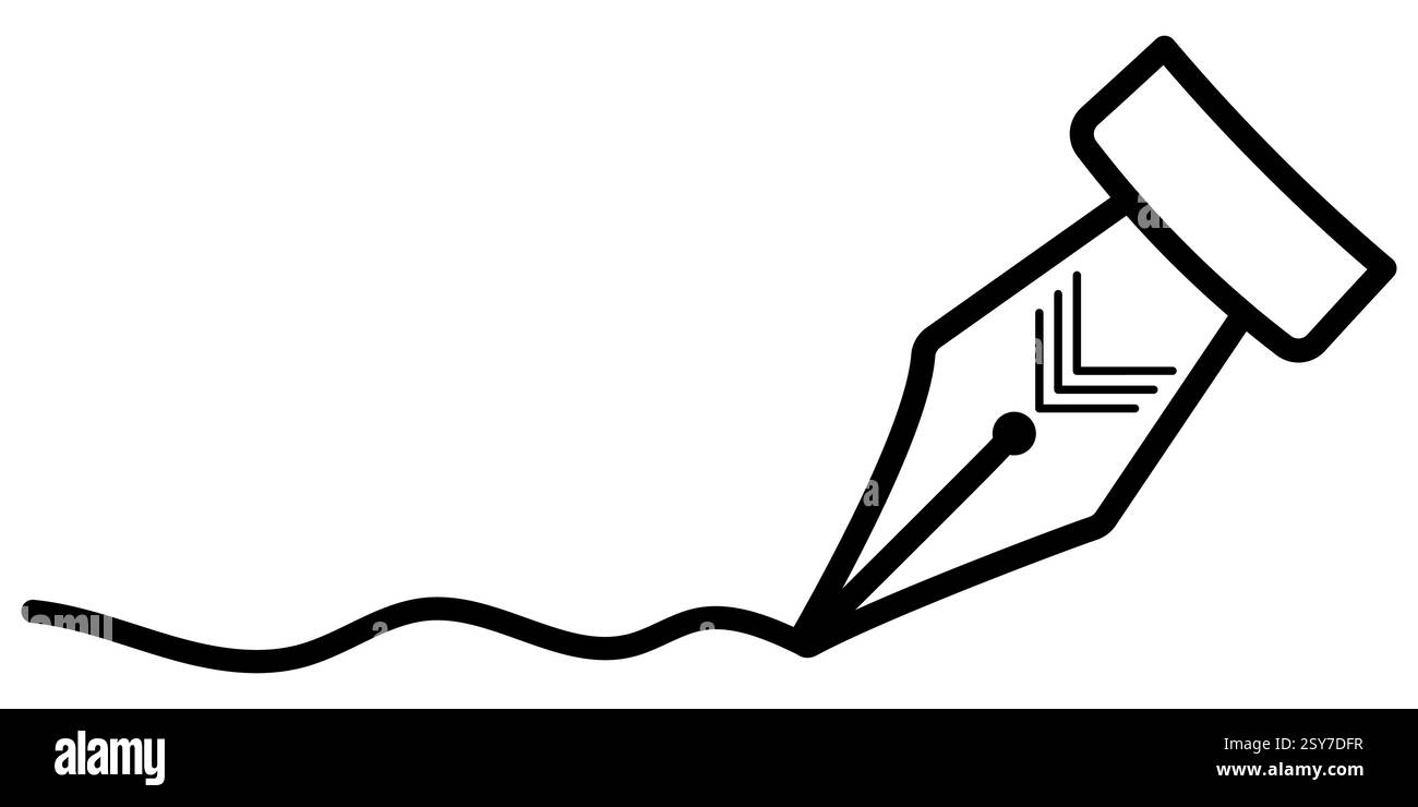 Fountain or ink pen writing concept, graphic for logo isolated on a ...