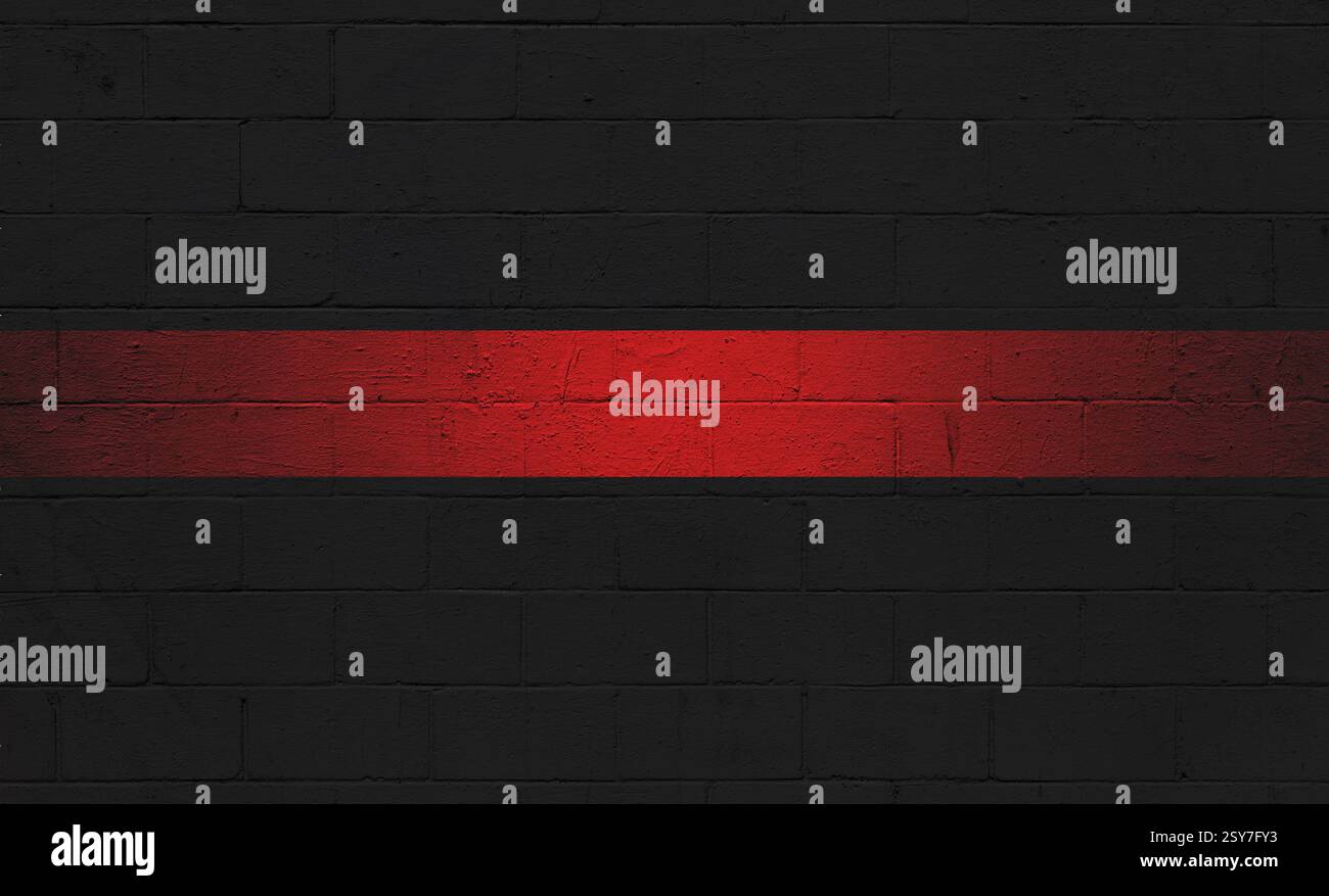 USA firefighter support flag painted on a cinder block wall Stock Photo ...