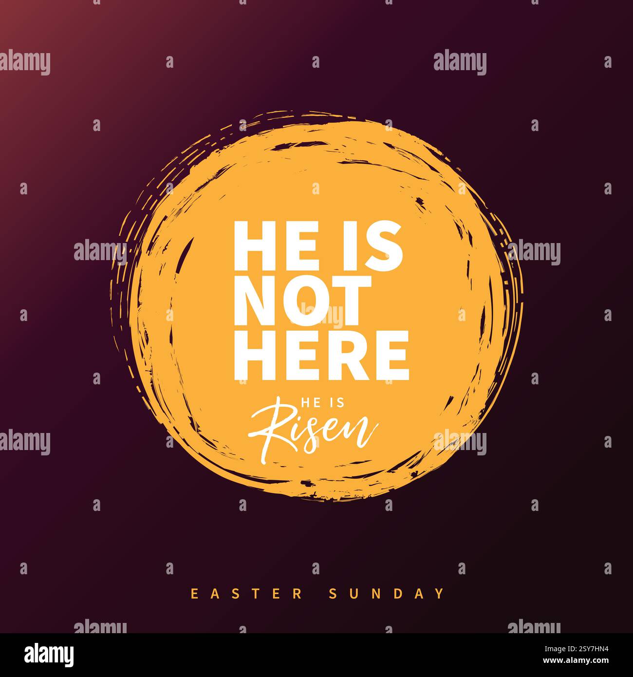 He is not here, for He is risen, creative poster with open tomb. Vector ...