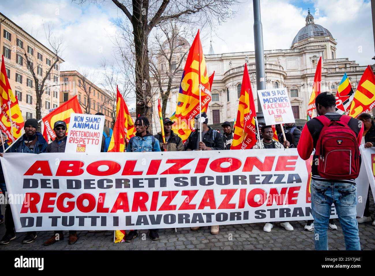 February 27, 2025, Rome, Rm, Italy: The USB union organizes a day of ...