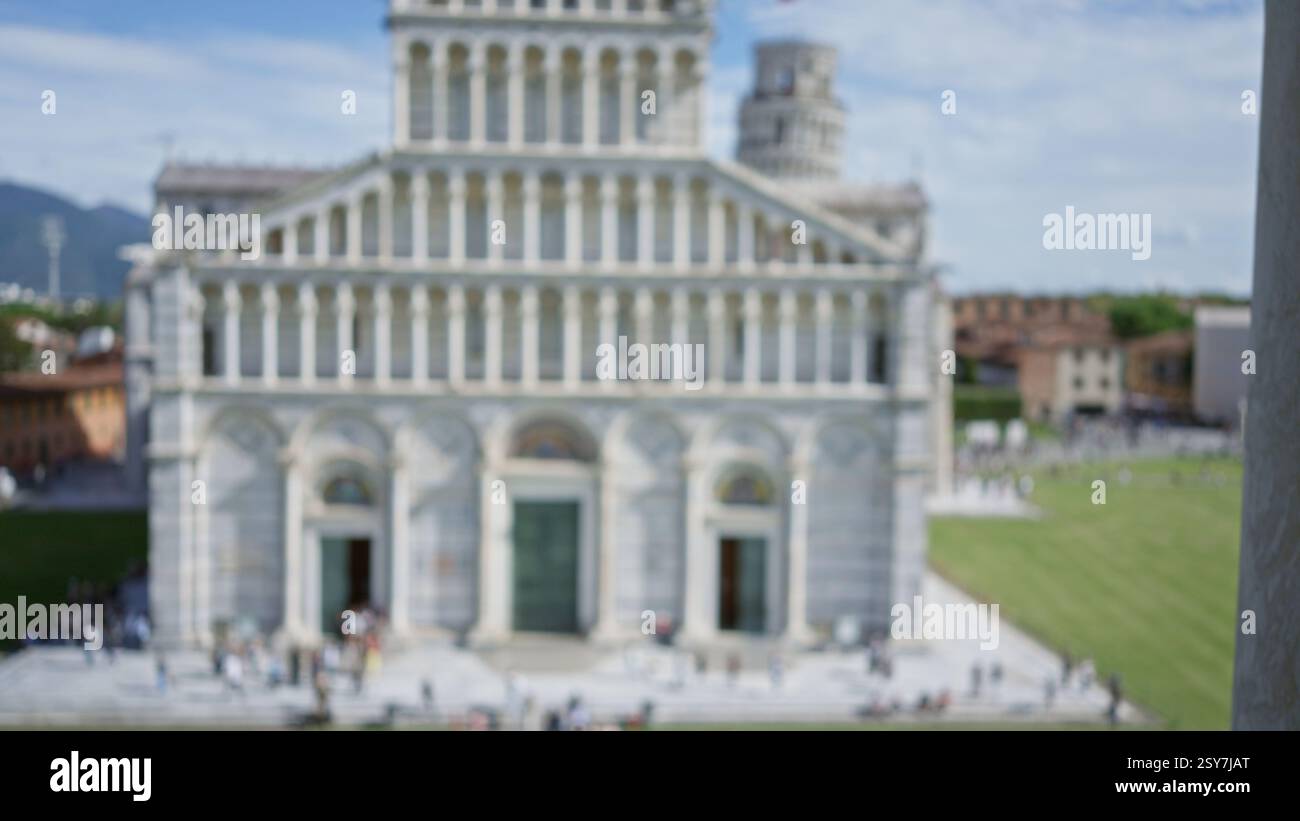 Blurred view of pisa's iconic monuments with a bokeh effect, capturing ...