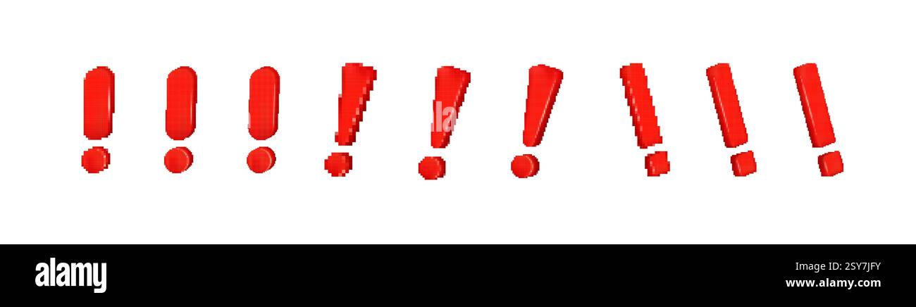 Exclamation points in bold red capturing attention with intensity and ...