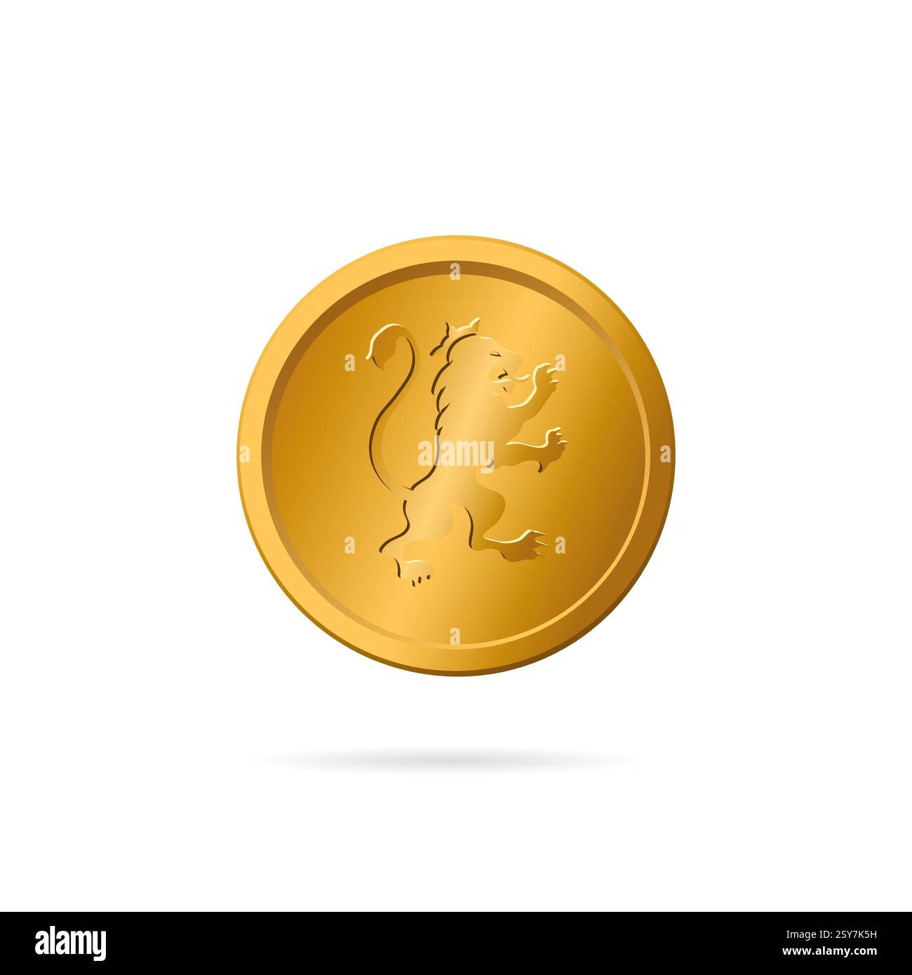 Gold coin with a heraldic lion for medieval and royal designs Stock ...
