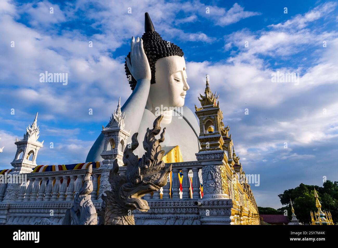 The 63 metre long statue of a reclining Buddha in the Som Rong Pagoda ...
