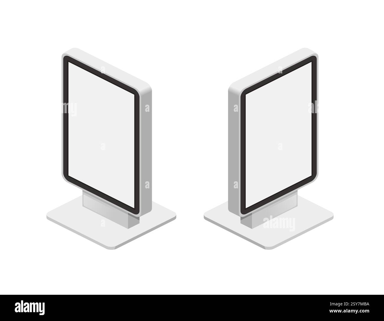 Isometric two vertical digital advertising screens. Modern billboards ...