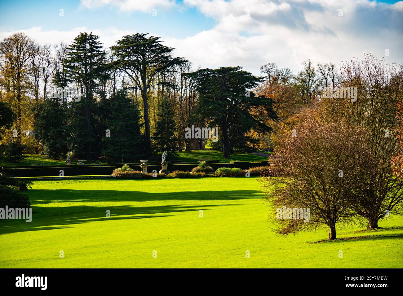 Landscape with lawn and trees at Castle Howard in Yorkshire, UK Stock ...