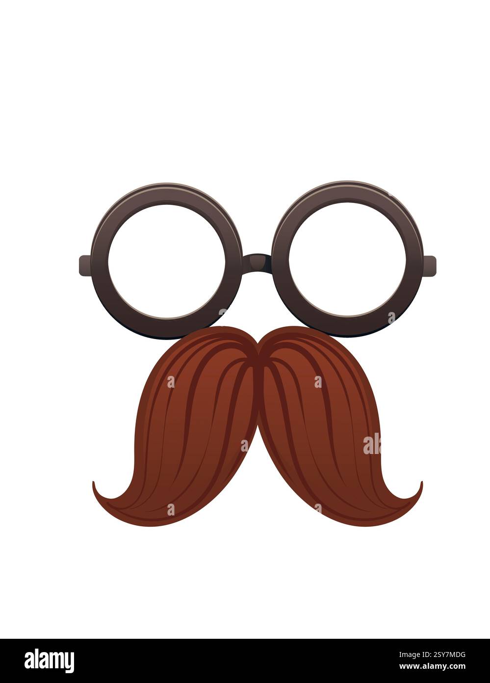 Stylized face with a brown mustache and vintage eyeglasses with thin ...