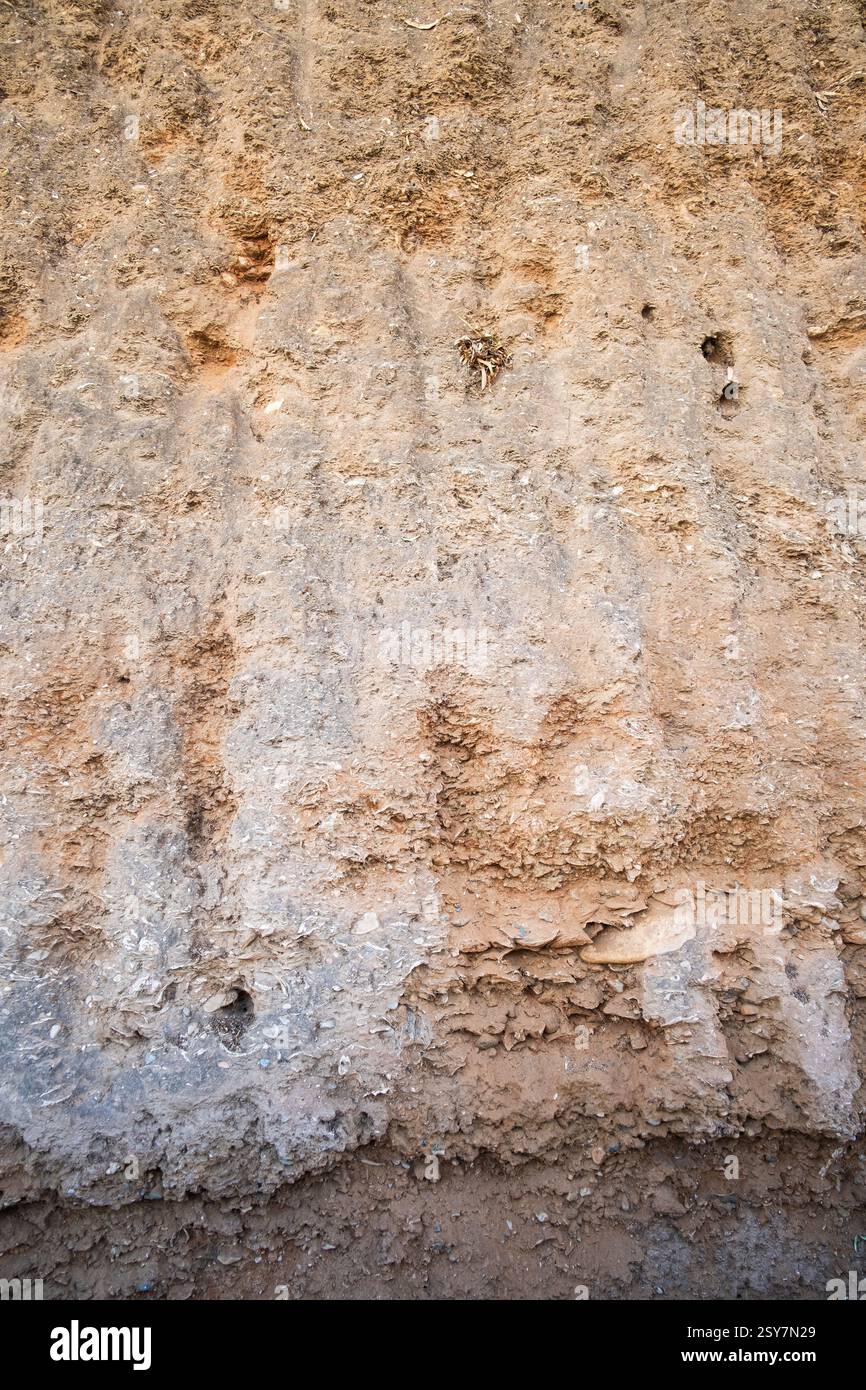 Geological remains of the old ocean bottom in the limestone rock cliffs ...
