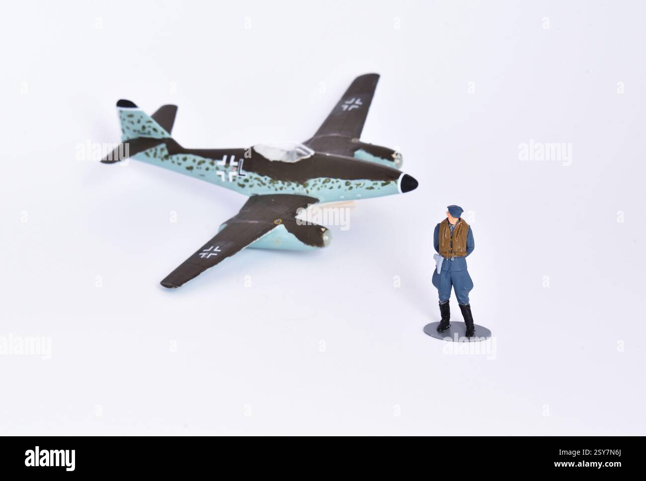 Handmade plastic toy, assembled, glued and painted. German pilot from ...