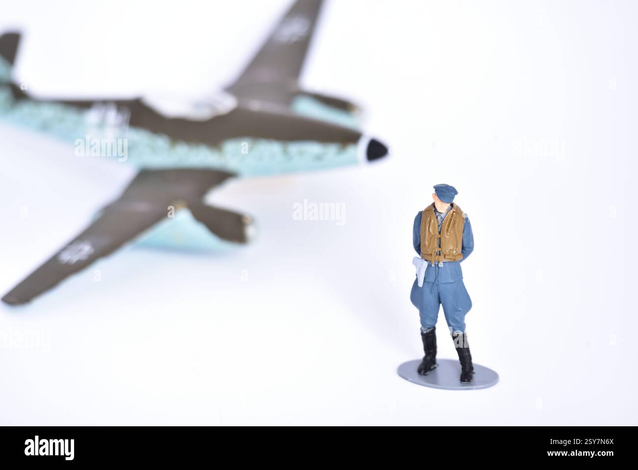 Handmade plastic toy, assembled, glued and painted. German pilot from ...
