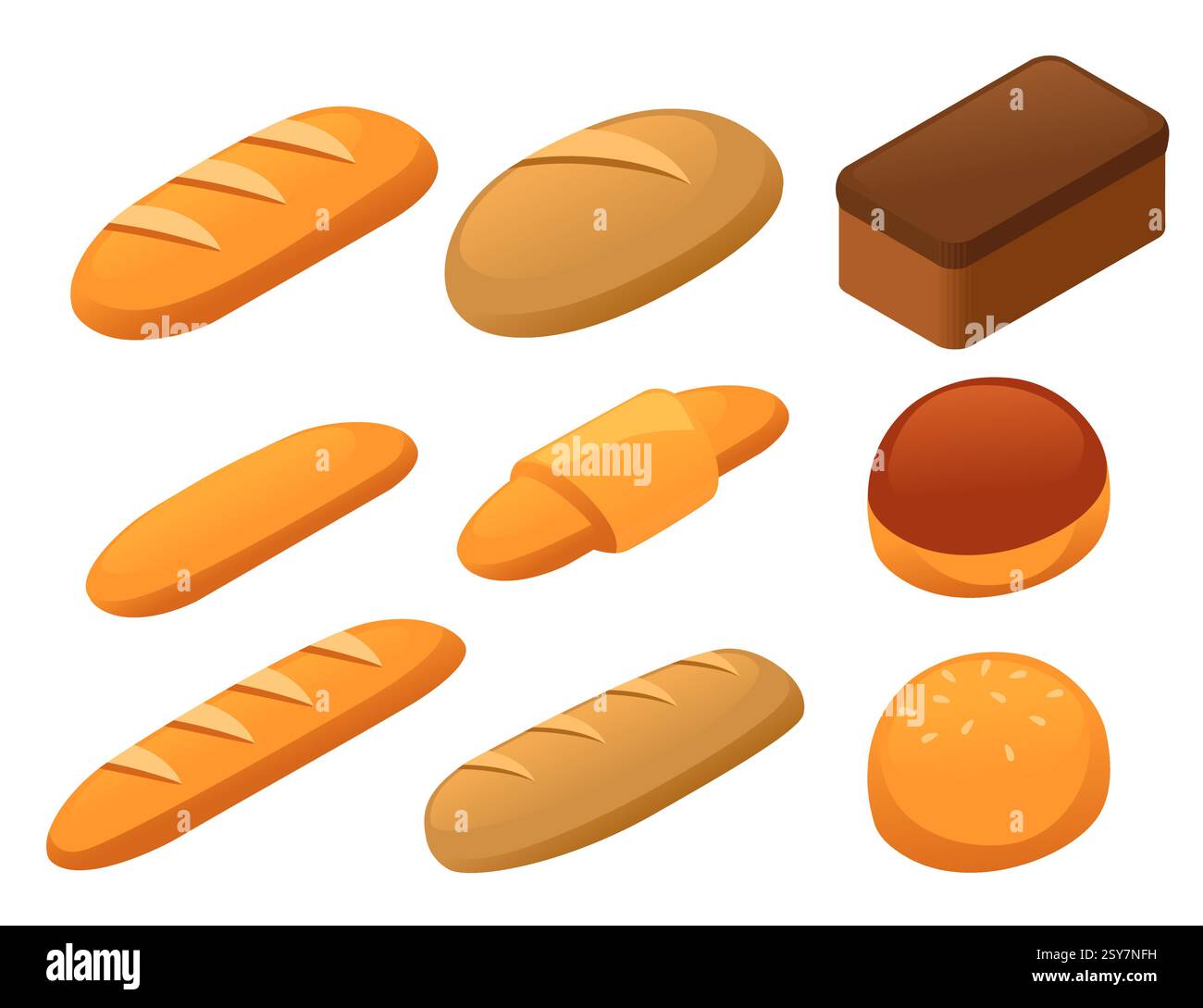 Group bread loaves rolls Stock Vector Images - Alamy