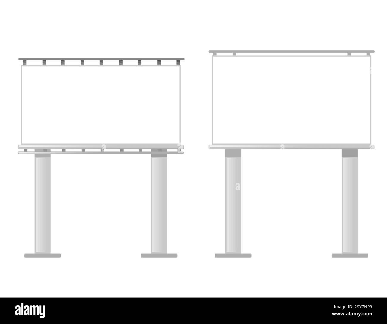 Metal billboard structures with empty display panels. White rectangular ...