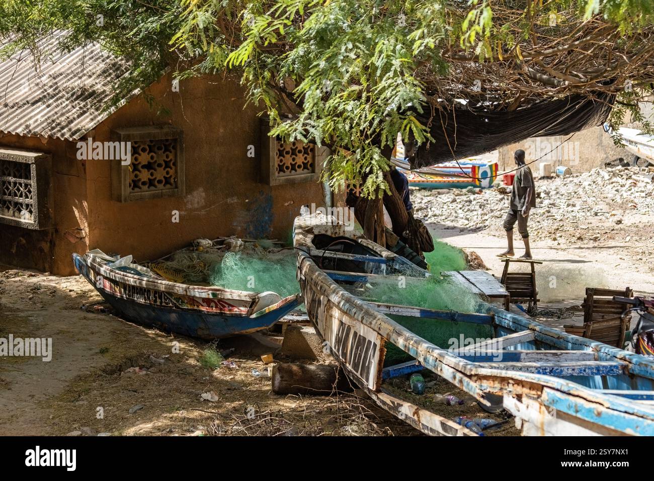 Fishing village at Atlantic ocean coast in Popenguine-Ndayane town in ...
