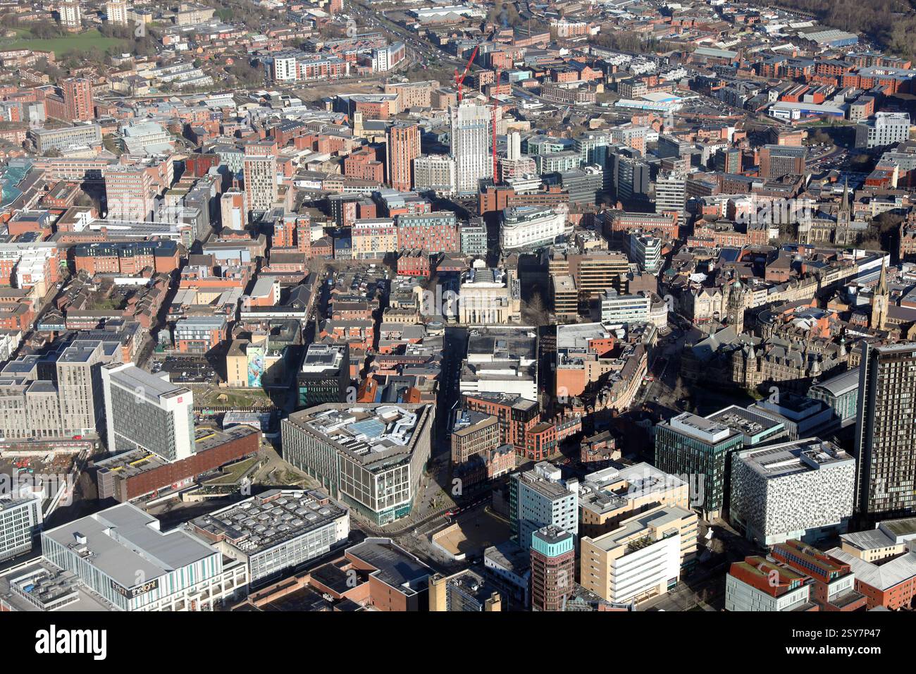 aerial view of Sheffield city centre from Furnival Gate looking up ...