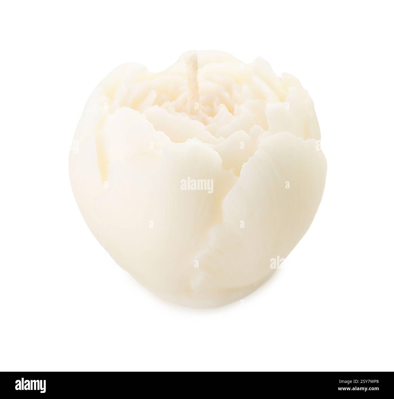 One beautiful flower-shaped candle isolated on white Stock Photo - Alamy