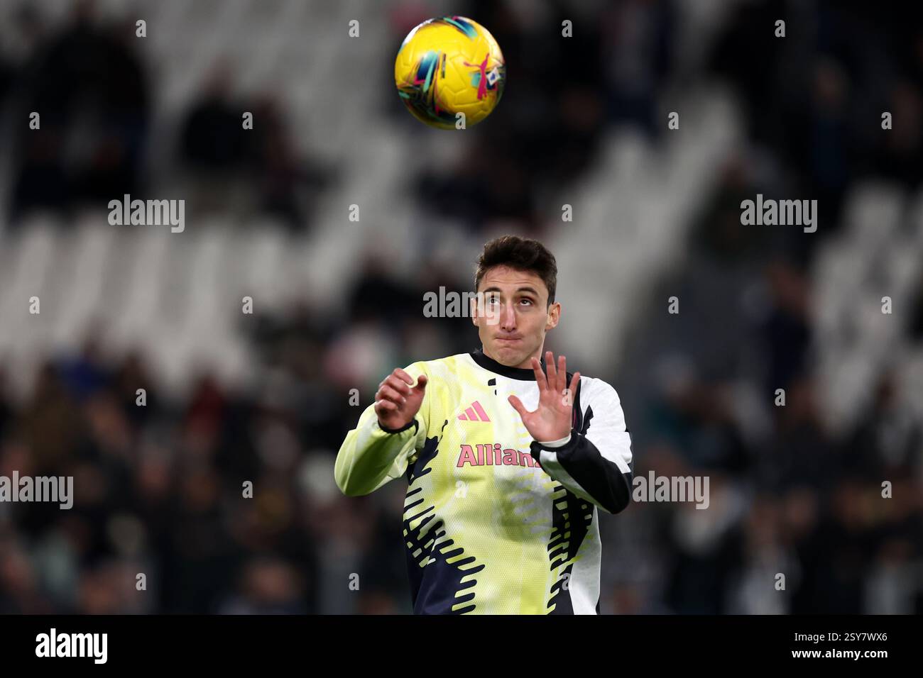 Andrea Cambiaso of Juventus Fc during warm up before the Coppa Italia quarter-finals match ...