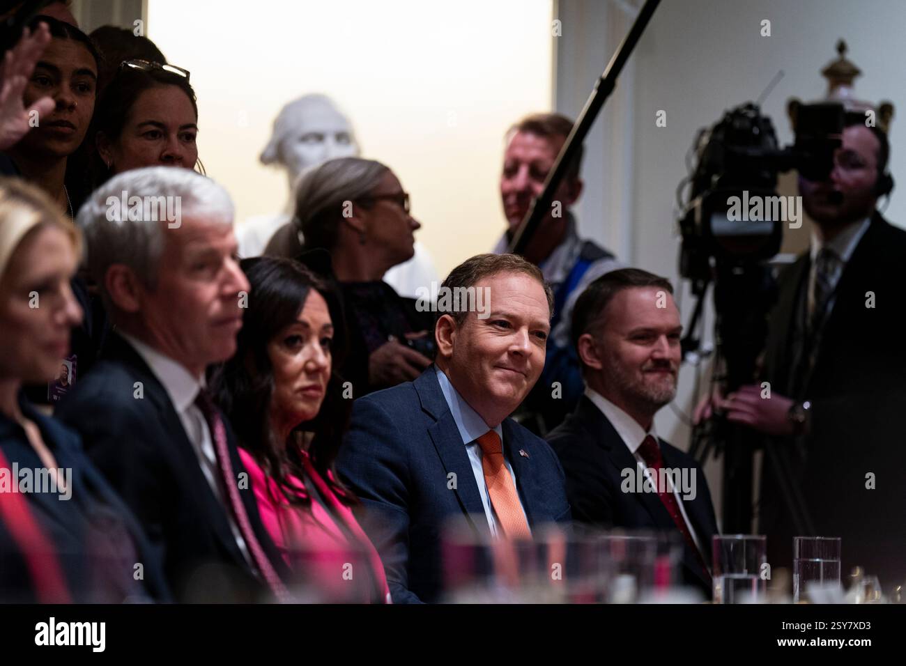 Pam Bondi, US attorney general, from left, Chris Wright, US energy ...