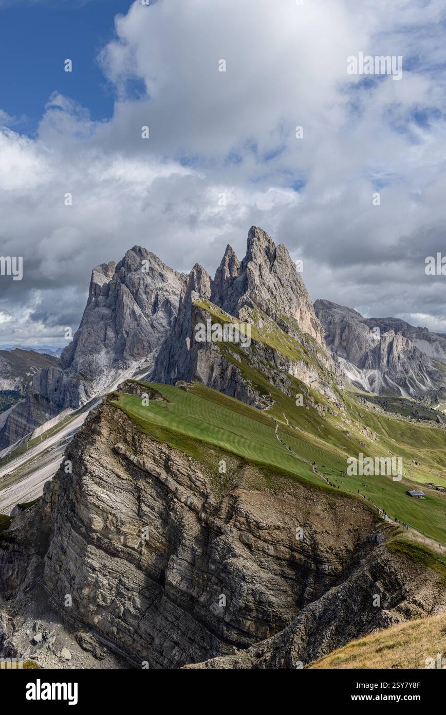 Vertical image of Seceda in the Dolomites, Italy, highlighting dramatic ...