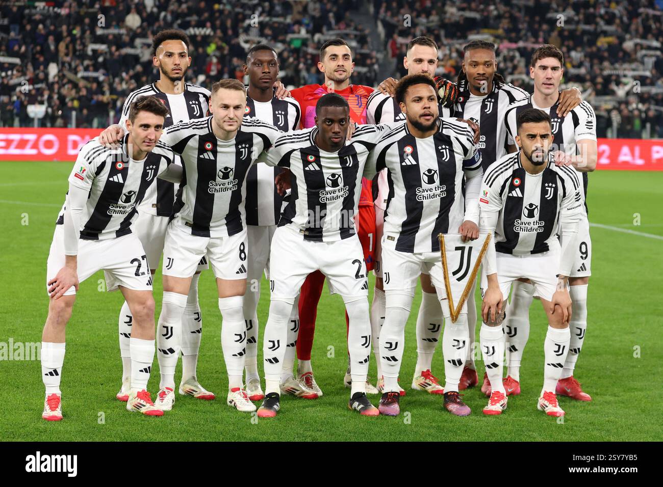 Players of Juventus Fc pose for a team photo prior to the Coppa Italia ...