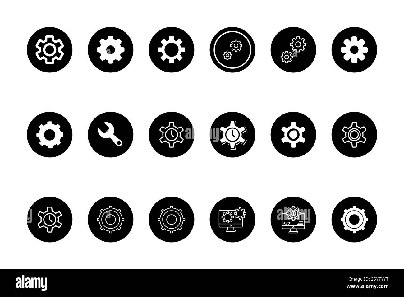 Setting icon set isolated Vector illustration black and white Stock ...