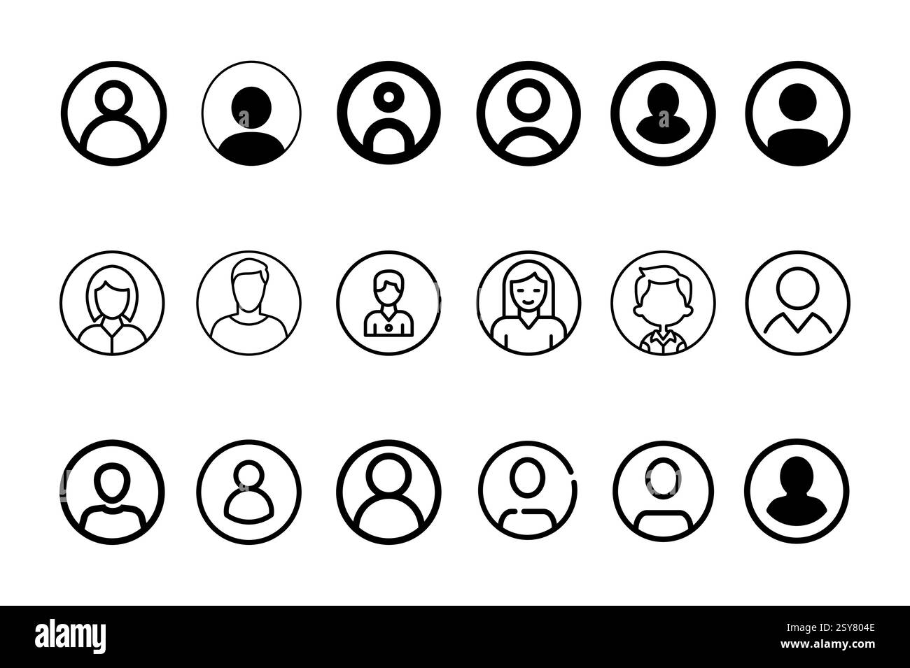 User icon set isolated Vector illustration black and white Stock Vector ...
