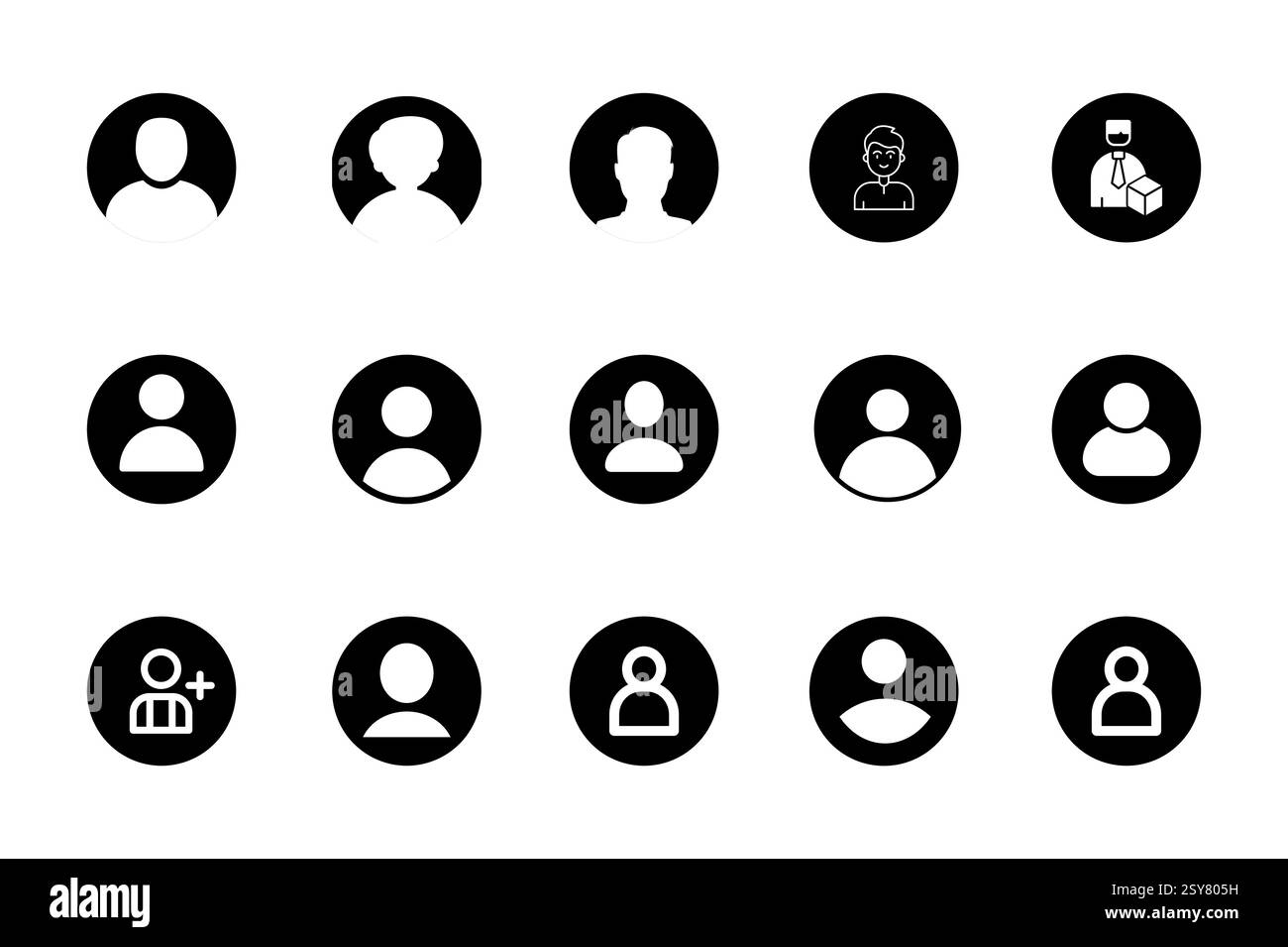 User icon set isolated Vector illustration black and white Stock Vector ...