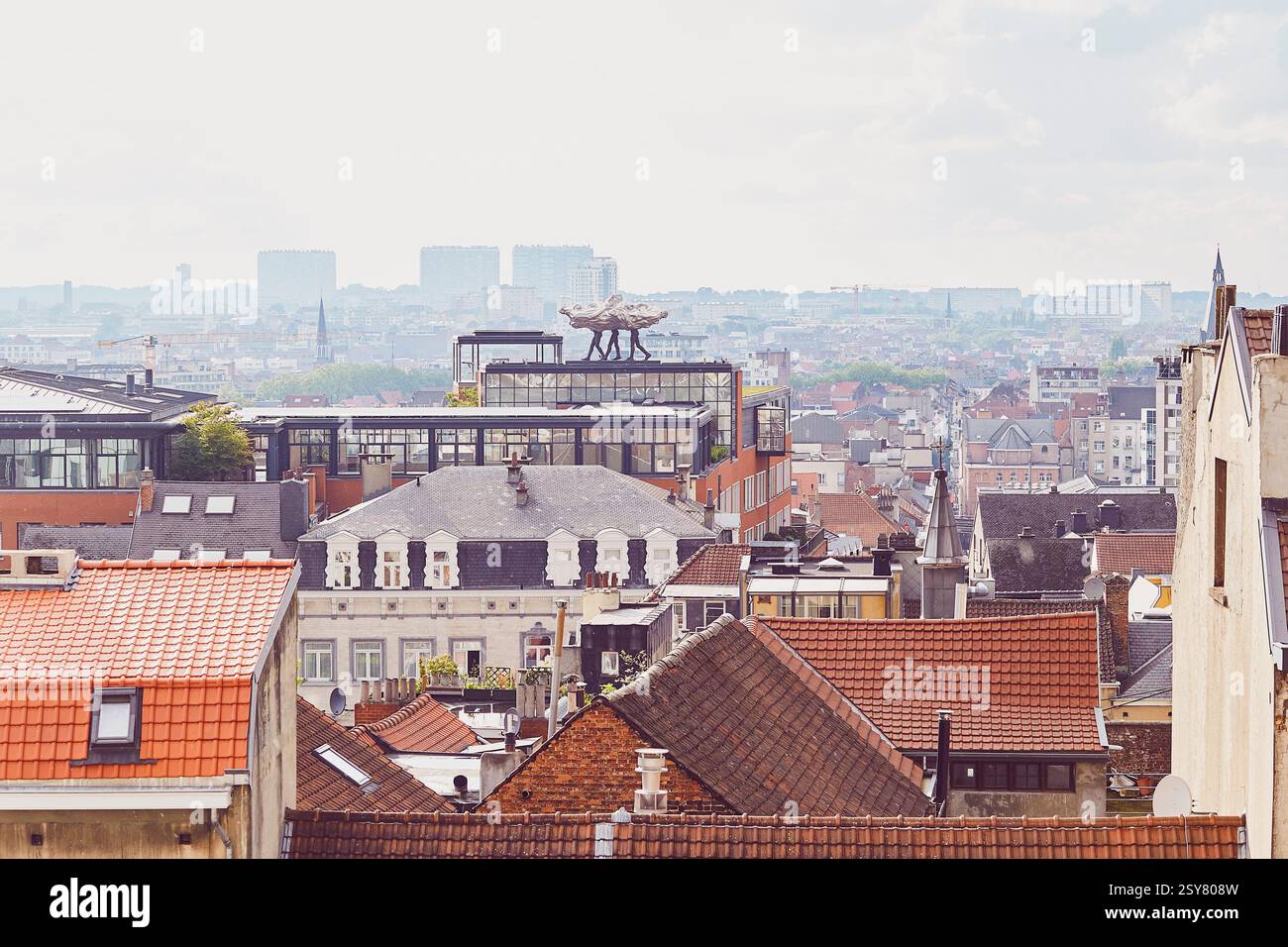 Aerial View of Brussels: Old and New City in Springtime Stock Photo - Alamy