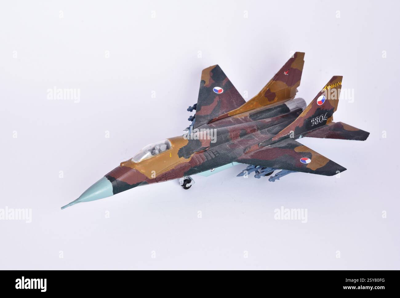 Plastic toy, completed and painted model for gluing. Russian plane Mig ...