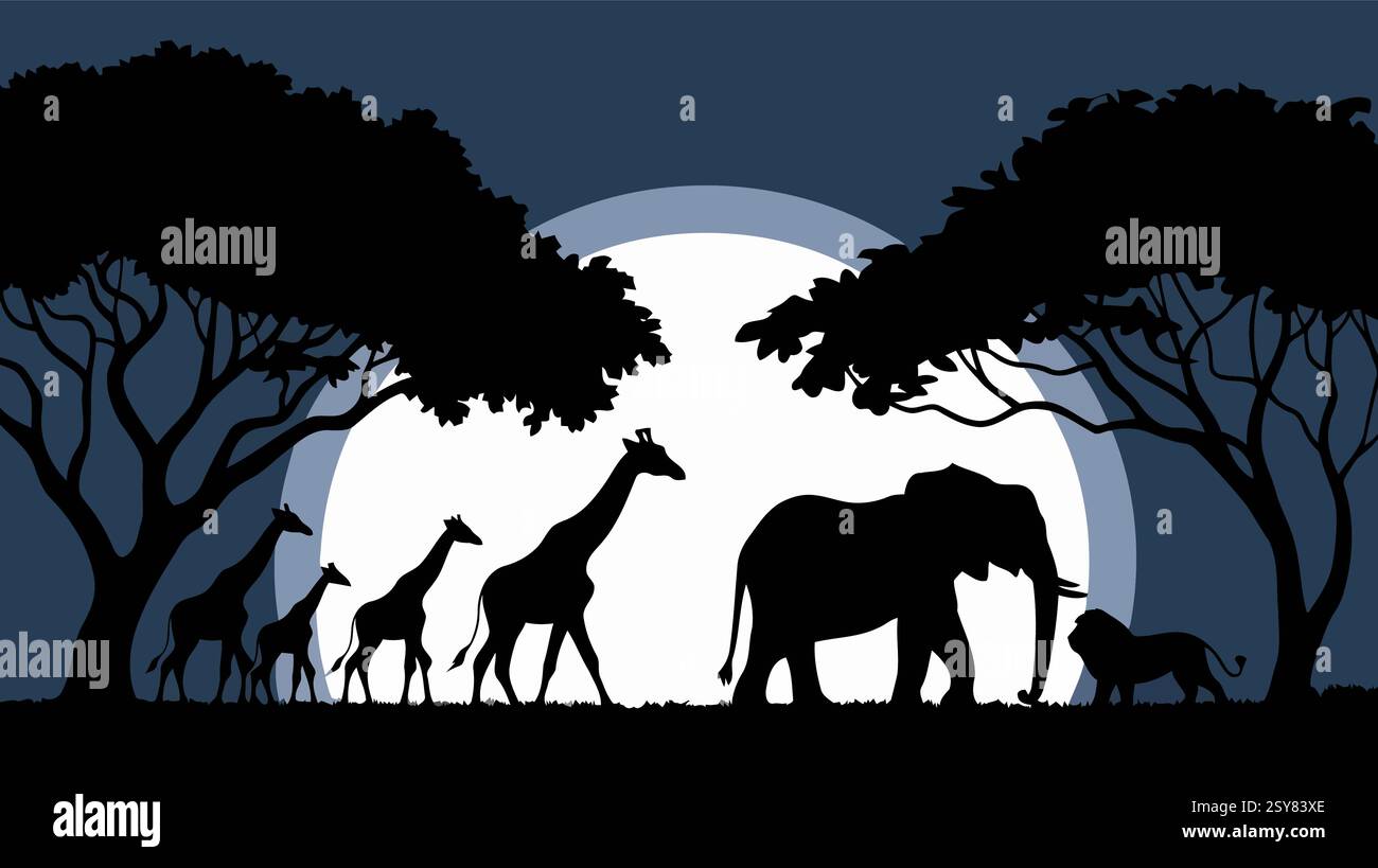 Serengeti giraffe elephant Stock Vector Images - Alamy